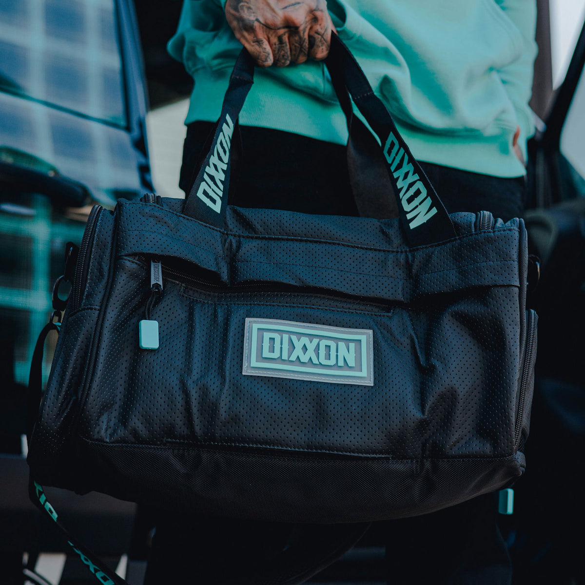 Leather Overload Duffle Bag - Black Perforated | Dixxon Flannel Co ...